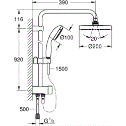 купить Душевая система без смесителя GROHE Tempesta New 200 26452001 в ...